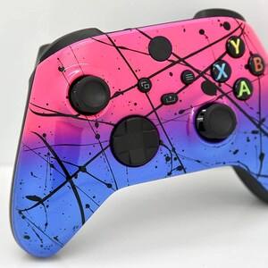 Hot Pink & Blue Hand Airbrushed Fade Wireless Xbox Series X/S Xbox One ...