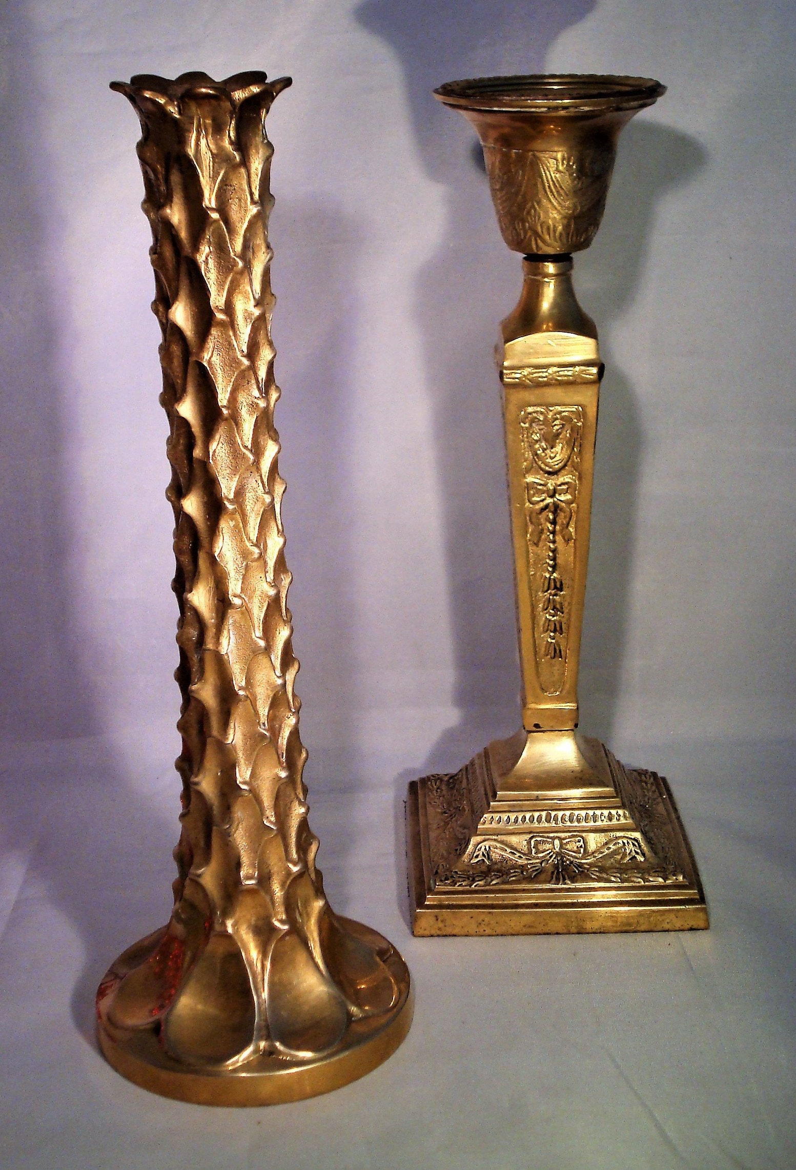 Vintage BRASS CANDLE HOLDERS Pretty Pair Brass Candle - Etsy