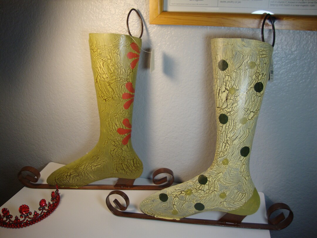 Vintage SKATE WALL DECOR - Unique Pair of Metal Antique Style Ladies ...