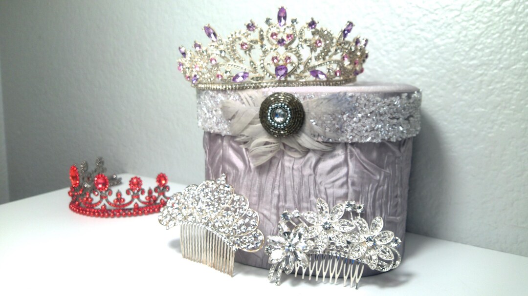 Vintage Rhinestone Crown & Hair Comb Rhodium Plated Set in Dillards ...