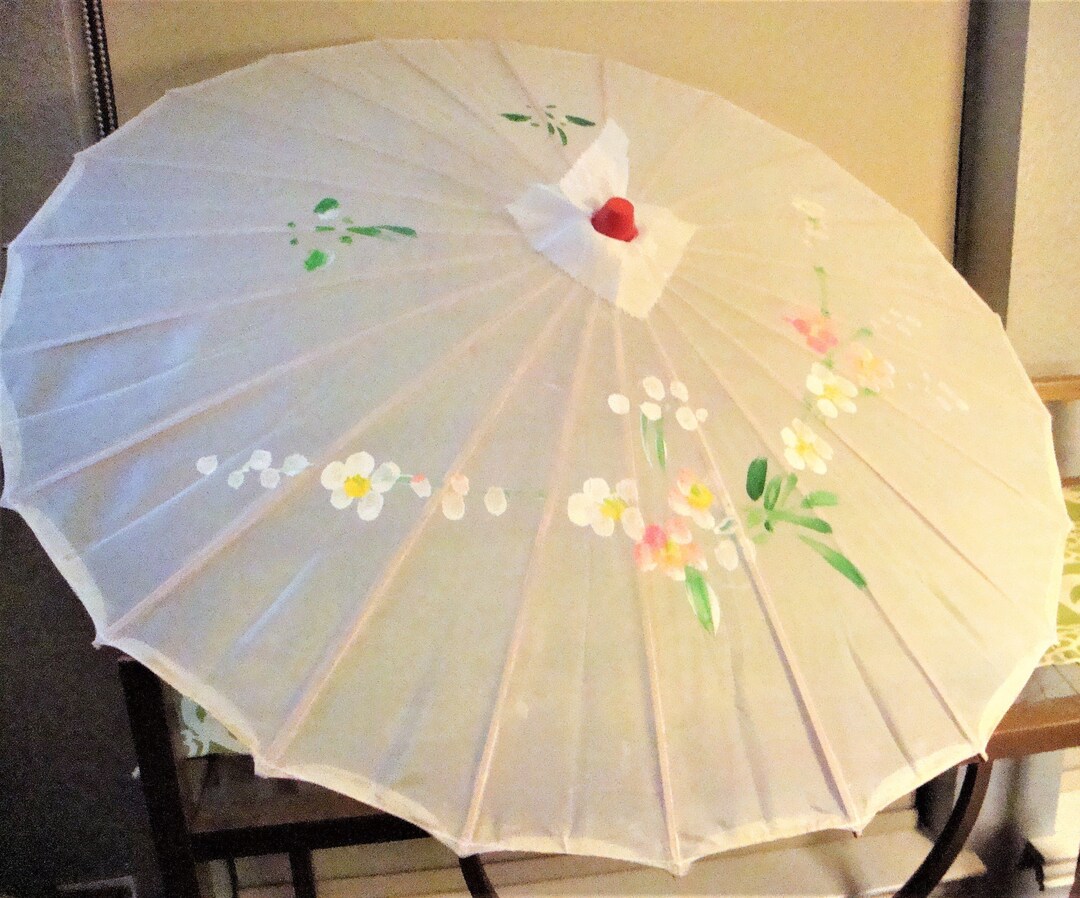 Vintage HAND PAINTED PARASOL - Japanese Hand Painted Silk-fabric ...