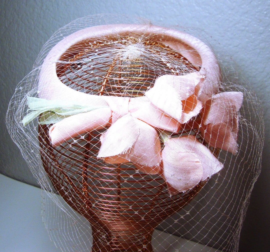 Vintage PINK FLORAL FASCINATOR - Pink Fabric Ring, Tulip Flower ...