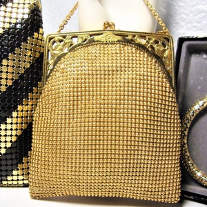 Vintage MESH PURSE & ACCESSORIES - Gold Bead-mesh Purse, Ornate Frame ...