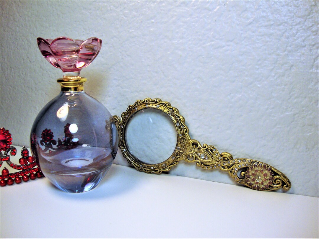 Vintage Purple Glass Perfume Bottle With Rhinestone Magnifier - Etsy
