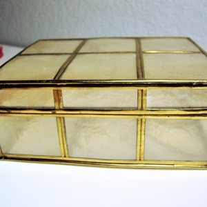 Vintage CAPIZ SHELL DECOR (4 Pieces) - Capiz Shell Hinged Lid Box, by Gump, Capiz Shell Basket ...