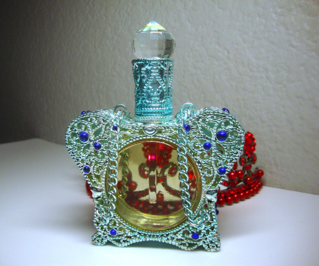 Vintage QUEEN SHEBA PERFUME Filiigree Blue Metal Butterfly ...