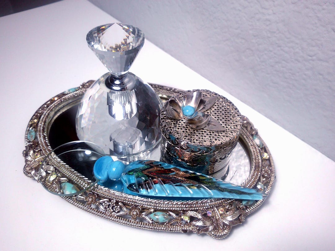 Vintage Vanity Display Set: Sam Fink Tray, Cassini Perfume Bottle ...
