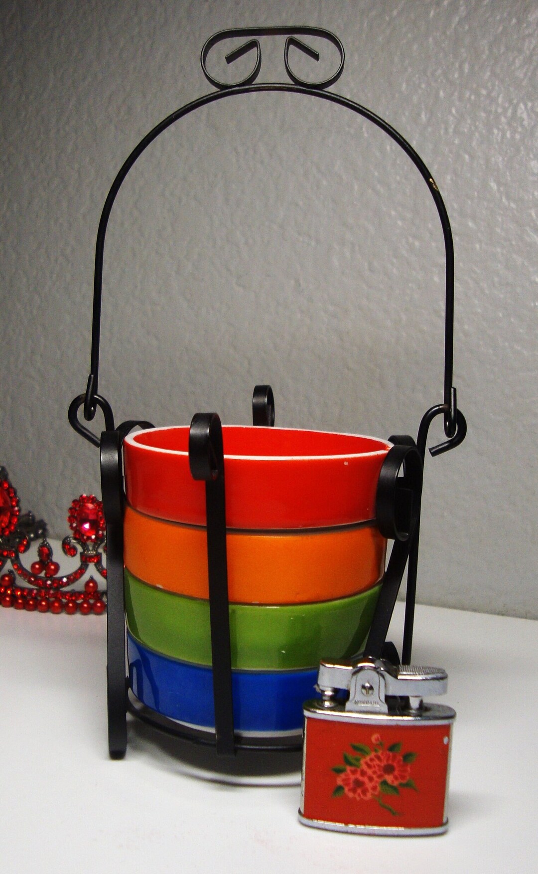 Vintage Working LIGHTER, ASHTRAYS & CADDY Working Marbo-lite Red ...