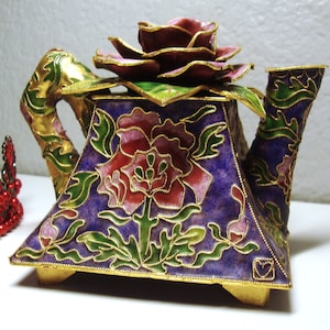 Vintage S.F.M.B. TEAPOT MUSIC BOX - Unique Cloisonné Teapot Music Box ...