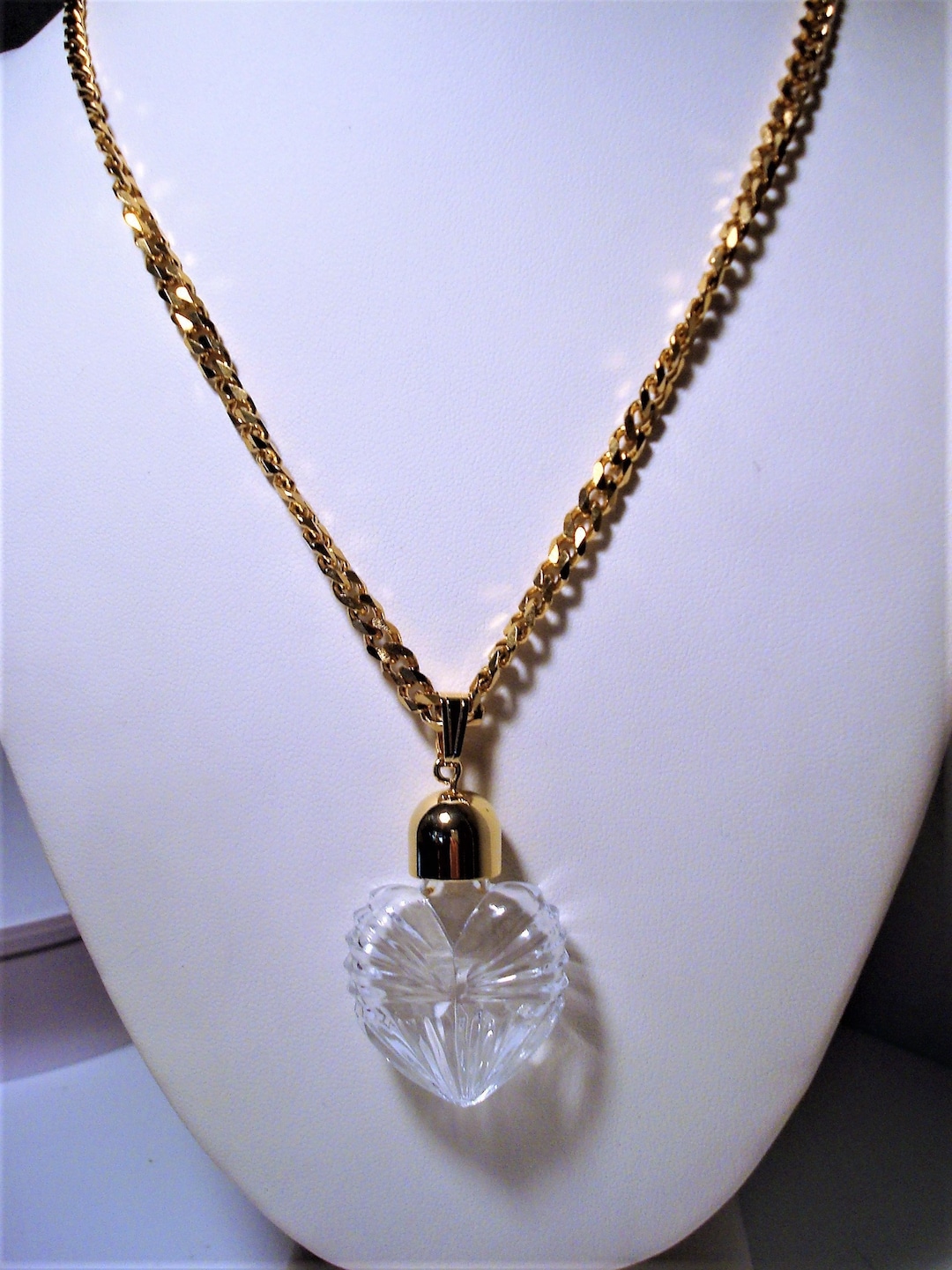 Vintage GLASS HEART FLASK Cut Glass Heart Perfume - Etsy