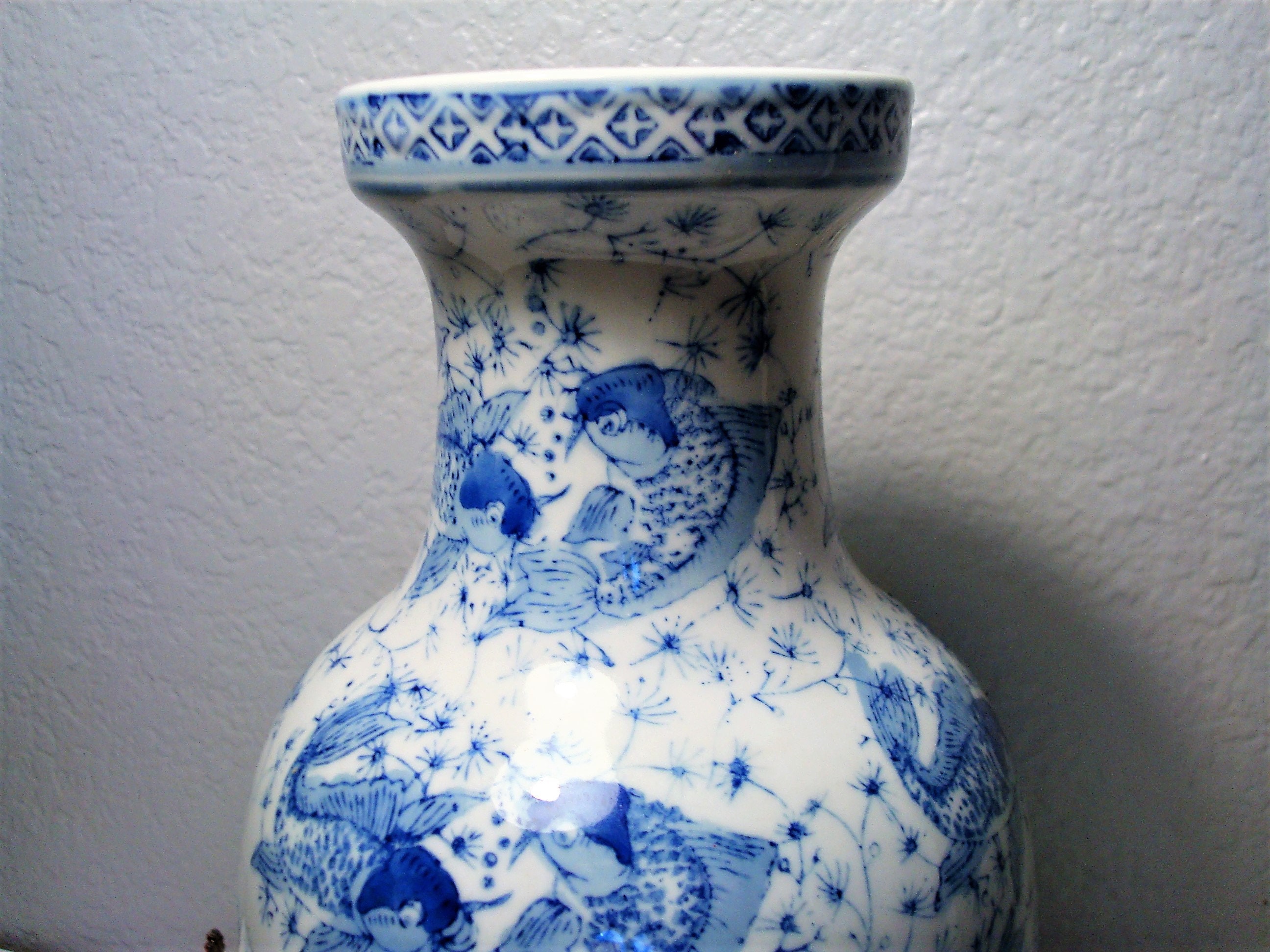 Vintage BLUE KOI VASE Porcelain Blue Koi on White Vase - Etsy