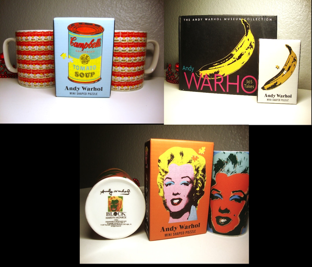 Vintage Andy Warhol Collectibles Bundle: Mugs, Book, Mini Puzzles - Etsy