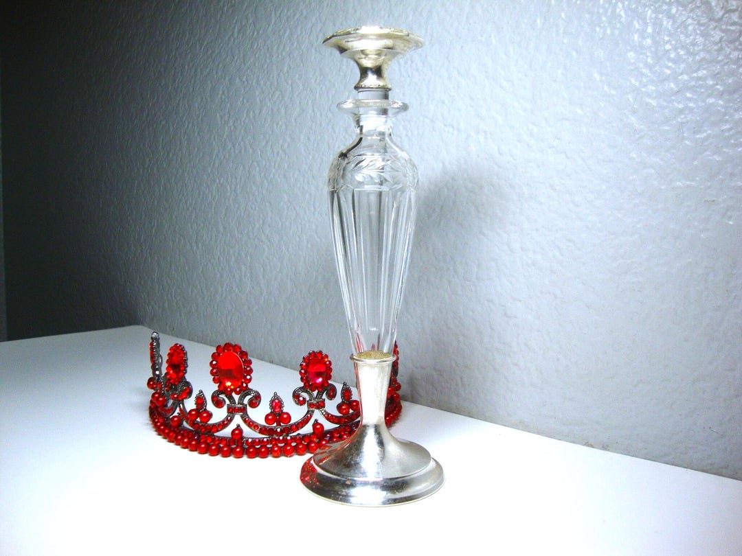 Vintage S.S. Kerr Perfume Bottle – Ornate Sterling Silver Etched Glass ...