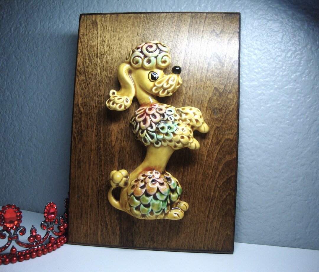 Vintage 3D Ceramic Poodle Plaque: Multicolor Curly Dog Wall Decor - Etsy