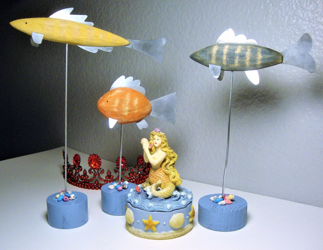 Vintage MERMAID & FISH DECOR - Mermaid Resin Trinket Box, Shell/pearl ...