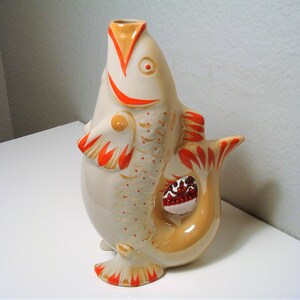 Vintage KOI FISH DECANTER Porcelain Handpainted Orange Accented ...