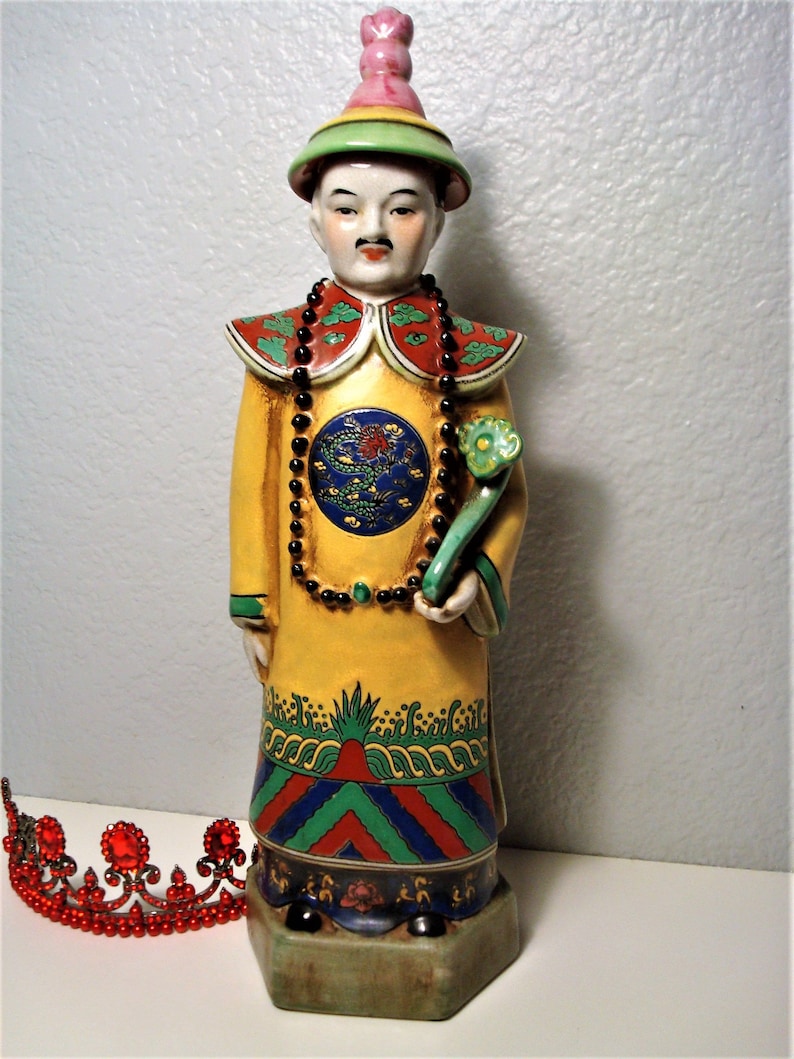 Vintage CHINESE EMPEROR STATUE Tall Chinese Emperor in - Etsy