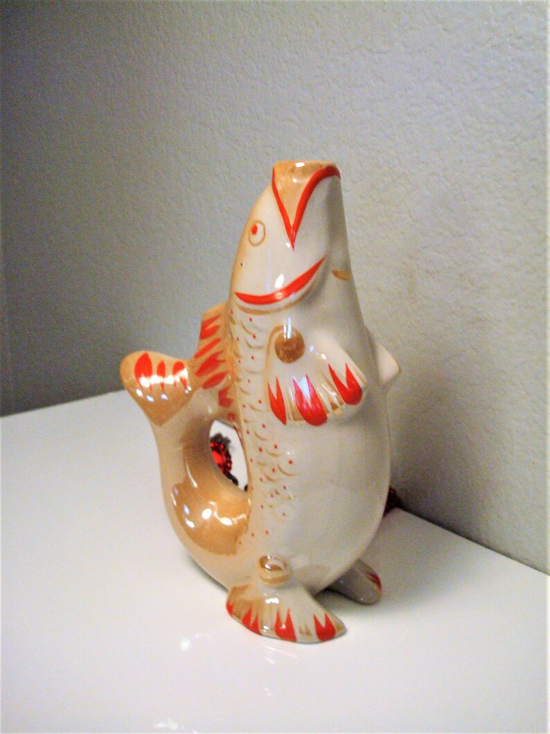 Vintage KOI FISH DECANTER Porcelain Handpainted Orange - Etsy