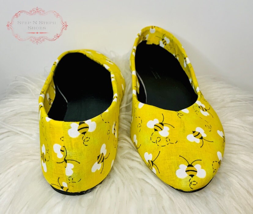 Born to Bee Wild Bumble Bee Shoes Yellow Flats Bee Heels | Etsy