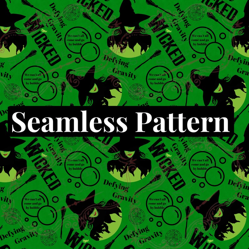 Wicked Witch Seamless Pattern, Green Elphaba Print (digital File) - Etsy