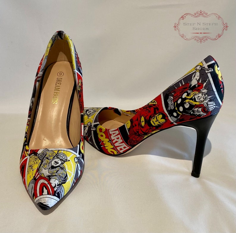 Marvel Heels, Comic Book Shoes, Captain America Heels, Spider-man Heels ...