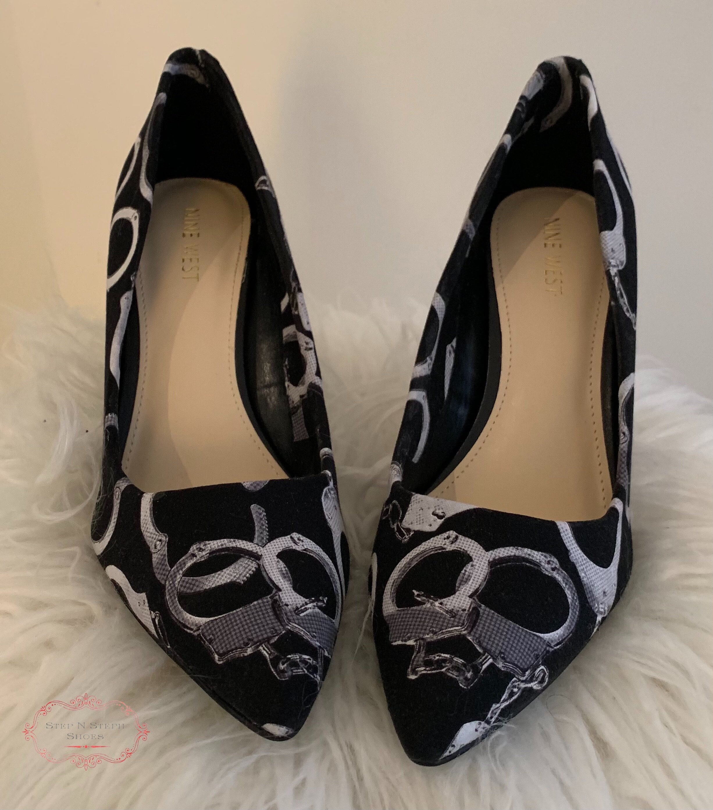 Handcuff Print Heels, Kinky Cotton Fabric Shoes - Etsy