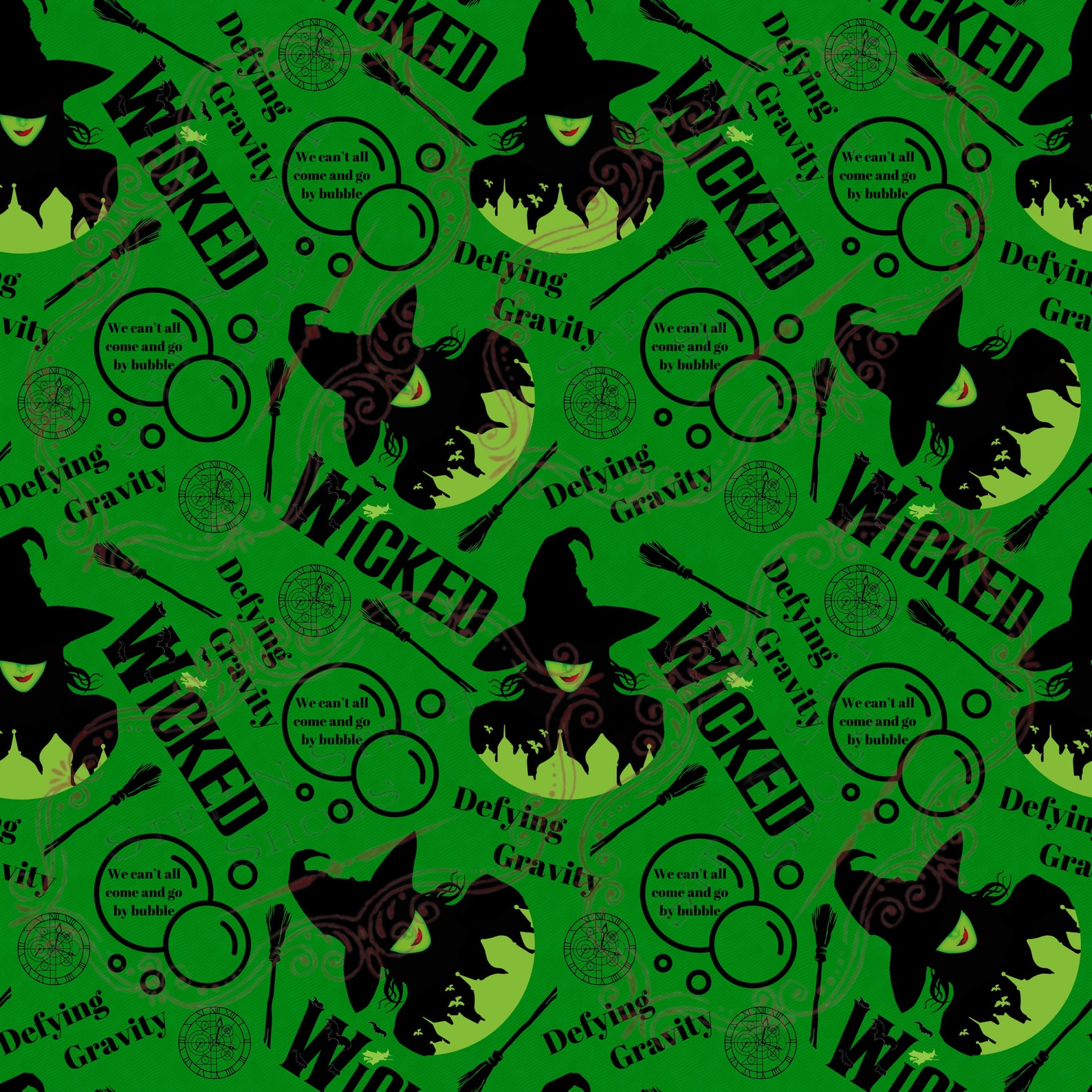 Wicked Witch Seamless Pattern, Green Elphaba Print (digital File) - Etsy