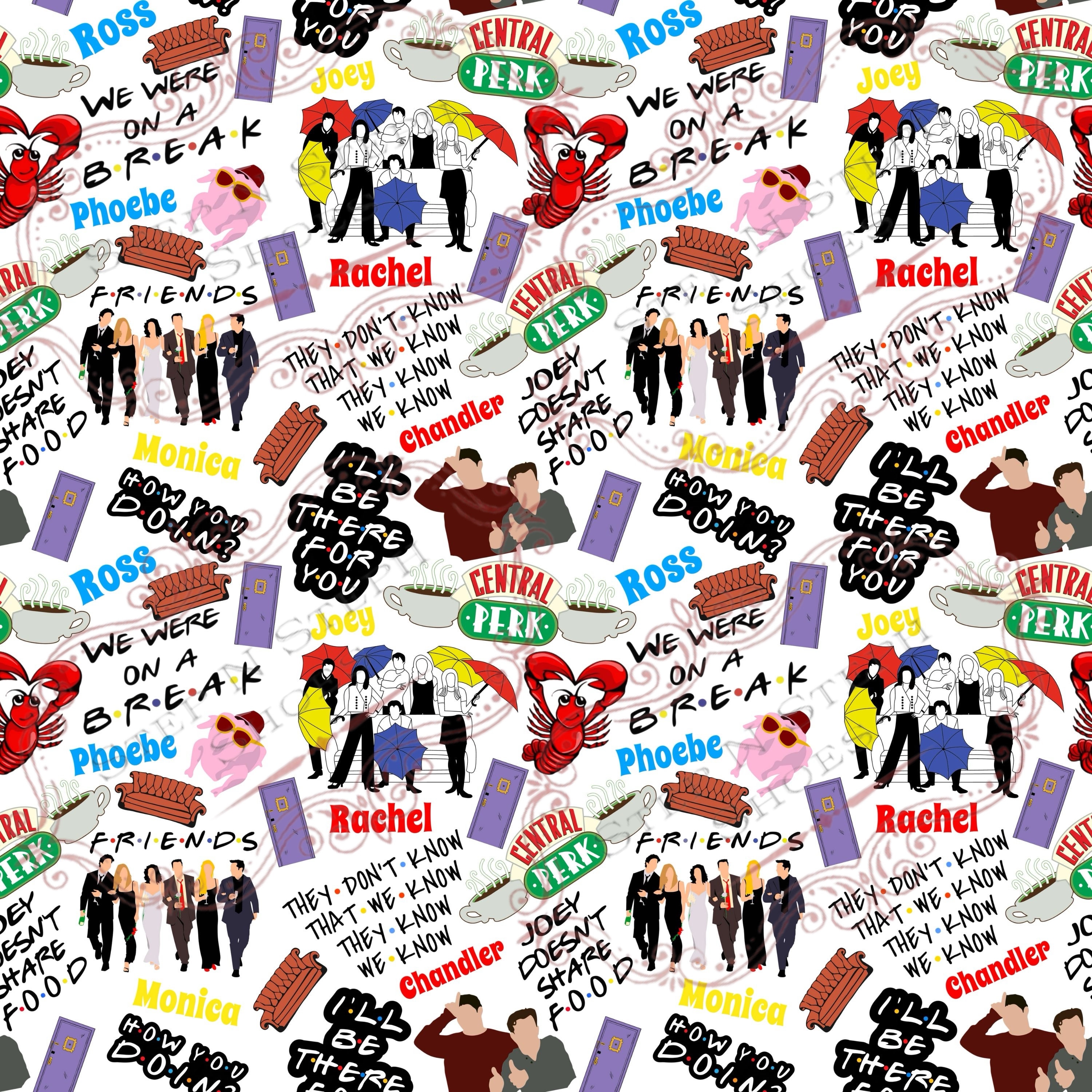 Friends PNG, friends Sitting on Couch, Friends TV Show Seamless Pattern ...