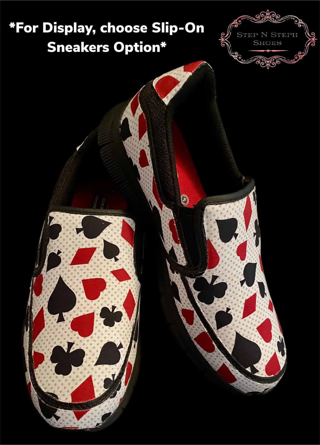 Follow Suit, Card Heels, Card Game Slip on Sneakers, Playing Card Flat ...
