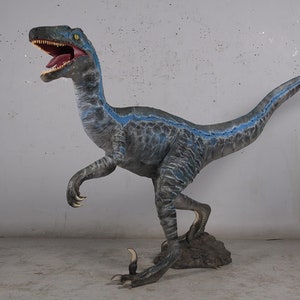 Blue Velociraptor Dinosaur Life Size Statue - Etsy