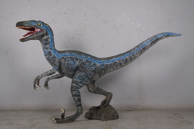 Blue Velociraptor Dinosaur Life Size Statue - Etsy