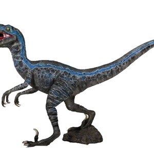 Blue Velociraptor Dinosaur Life Size Statue - Etsy