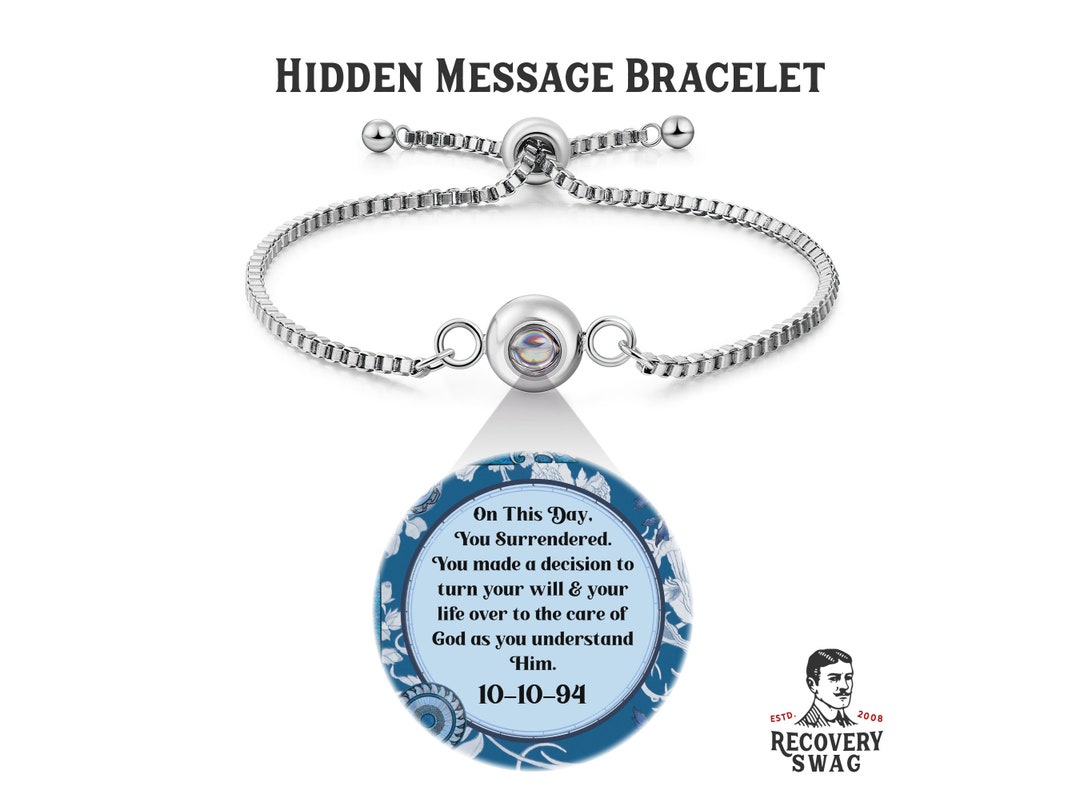 Custom on This Day Hidden Message Recovery Bracelet Sobriety Gift ...