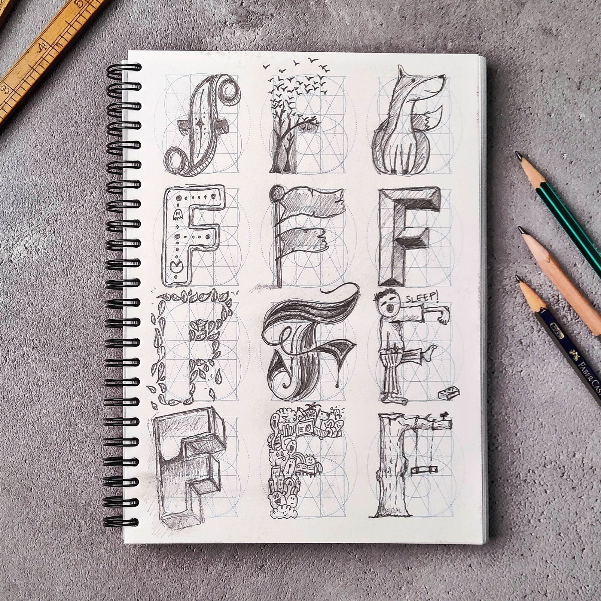 A5 Letter Builder Notebook | Learn Typography | Letter Grid | Lettering ...