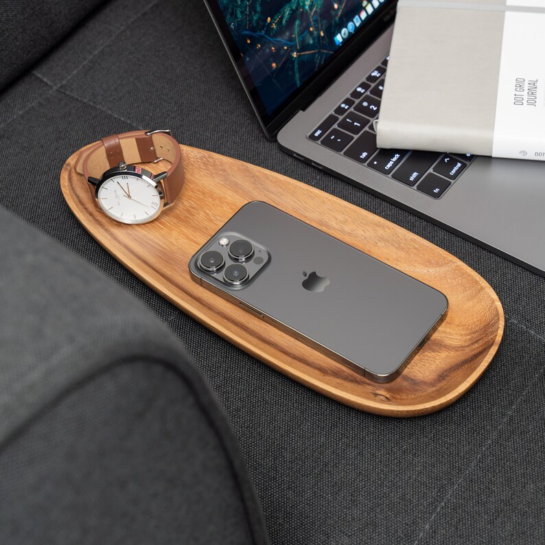 Acacia Wood Desk Tray | Oblong | 12x30cm | Catchall Tray | Office ...
