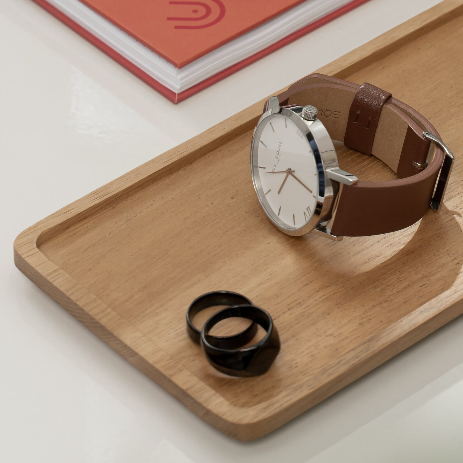 Acacia Wood Desk Tray Slim Rectangular 30x11.8cm Catchall Tray Office ...