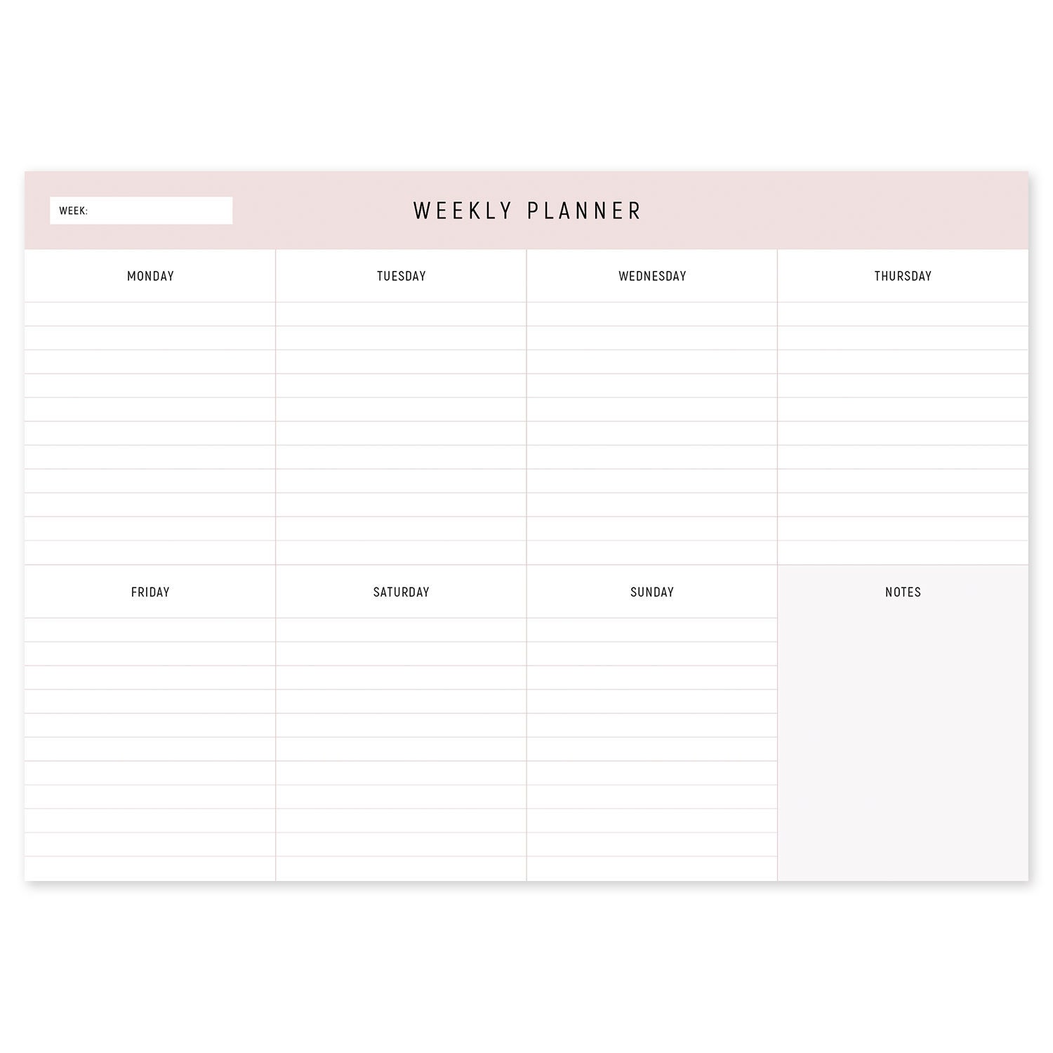 A4 Weekly Planner Pad in Pink | Plan Your Week | Organiser | Planning ...