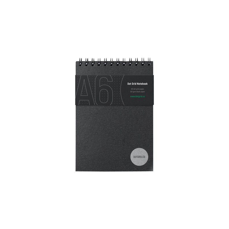 A6 Dot Grid Notebook with Black Stock Pages 80 Páginas - Etsy España