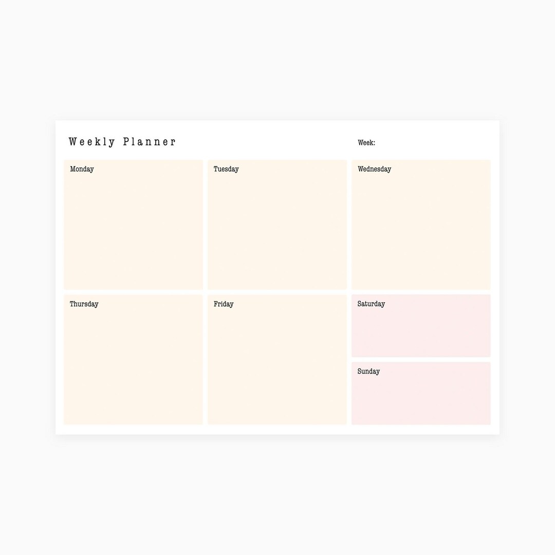 Seashell Nude A4 Weekly Planner Pad Plan Your Week Organiser Planning ...
