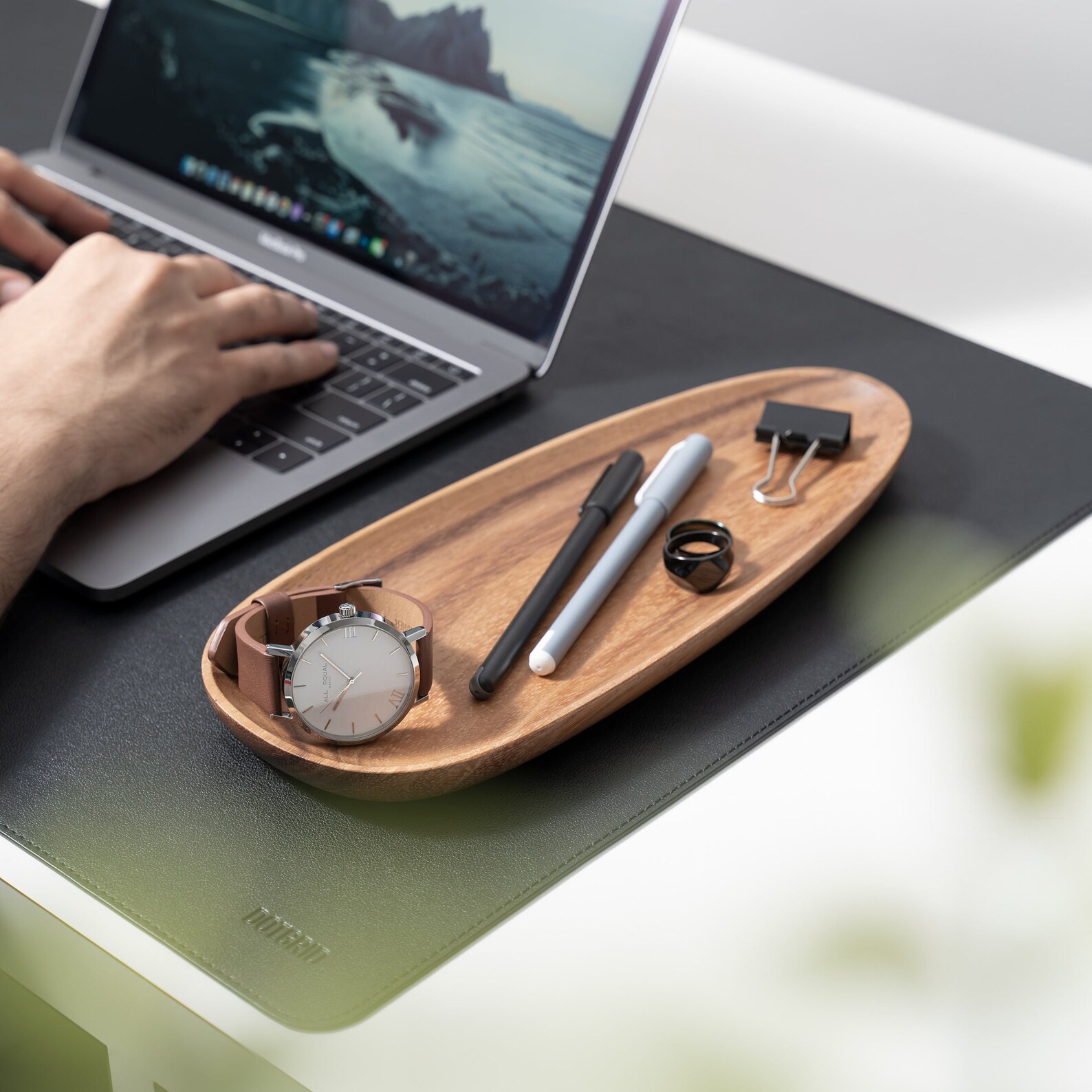 Acacia Wood Desk Tray | Oblong | 12x30cm | Catchall Tray | Office ...
