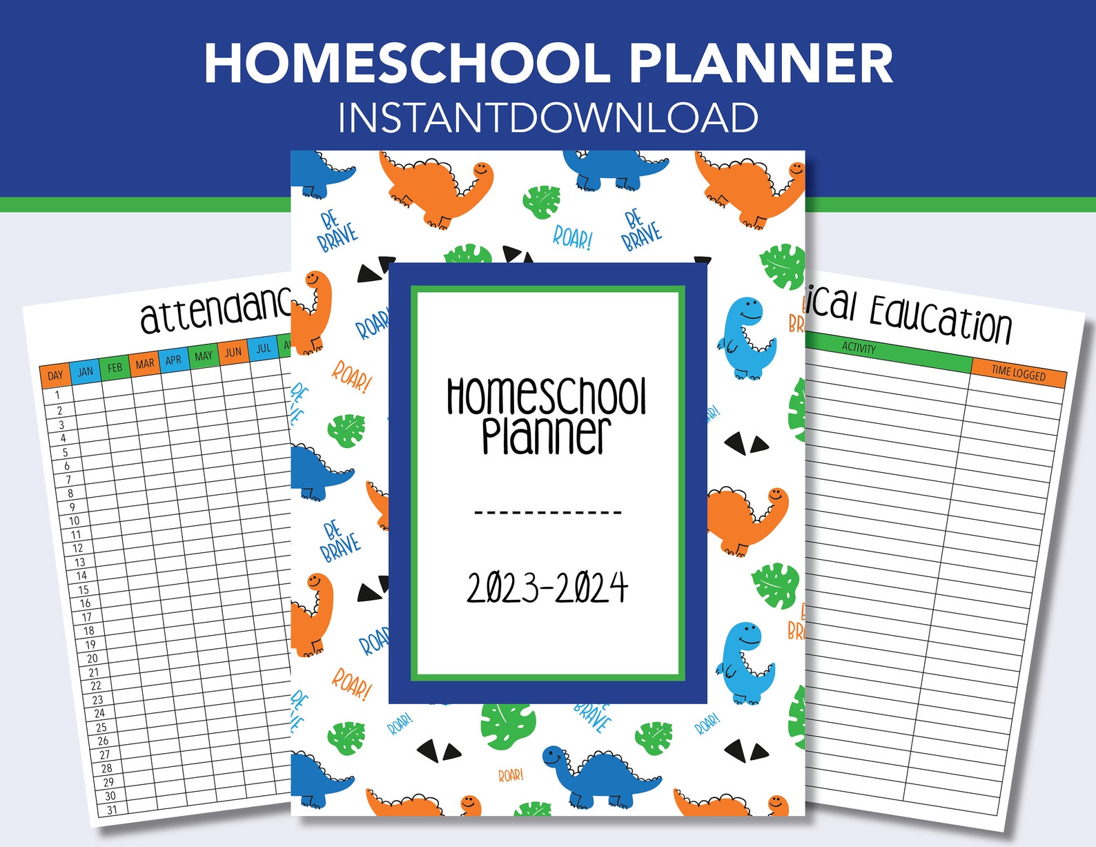 Boys Dinosaur Printable Homeschool Planner 2023-2024 - Etsy