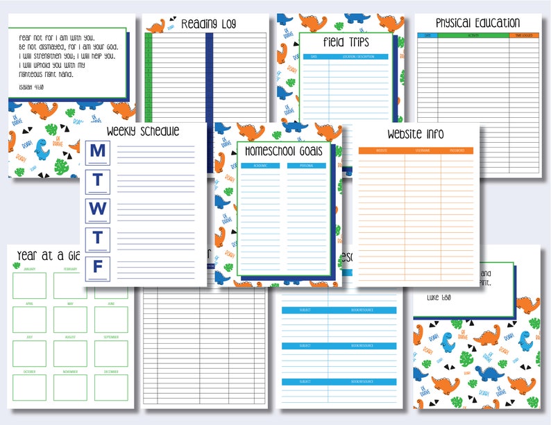 Boys Dinosaur Printable Homeschool Planner 2023-2024 - Etsy