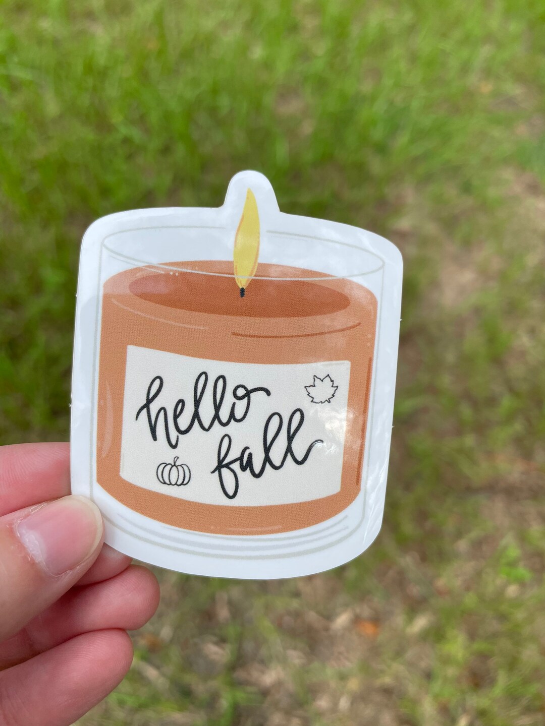 Hello Fall Candle Sticker, Laptop Sticker, Water Bottle Stickers, Vinyl ...