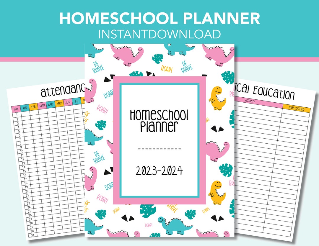 Girls Dinosaur Printable Homeschool Planner 2023-2024 - Etsy