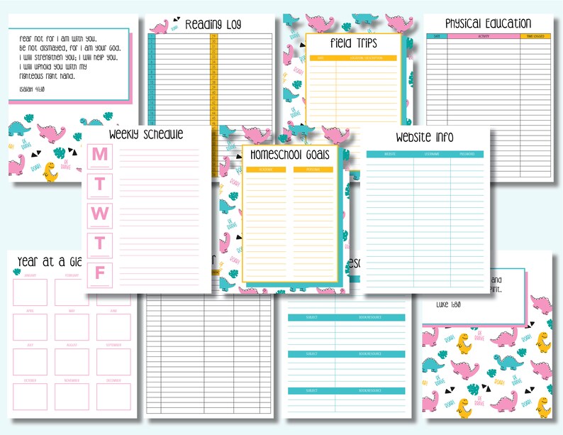 Girls Dinosaur Printable Homeschool Planner 2023-2024 - Etsy