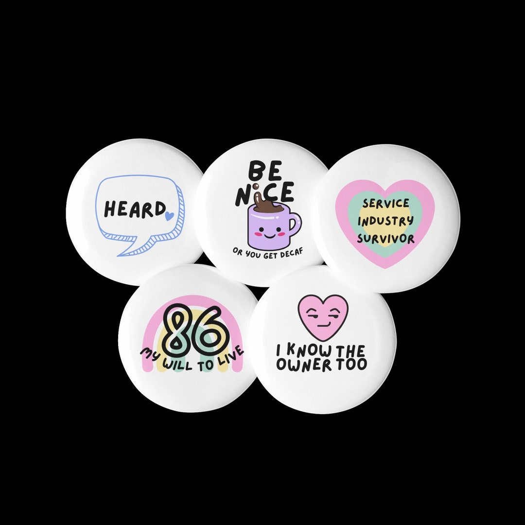 Funny Server Pin Set | Waitress Pins | Restaurant Worker Gift ...