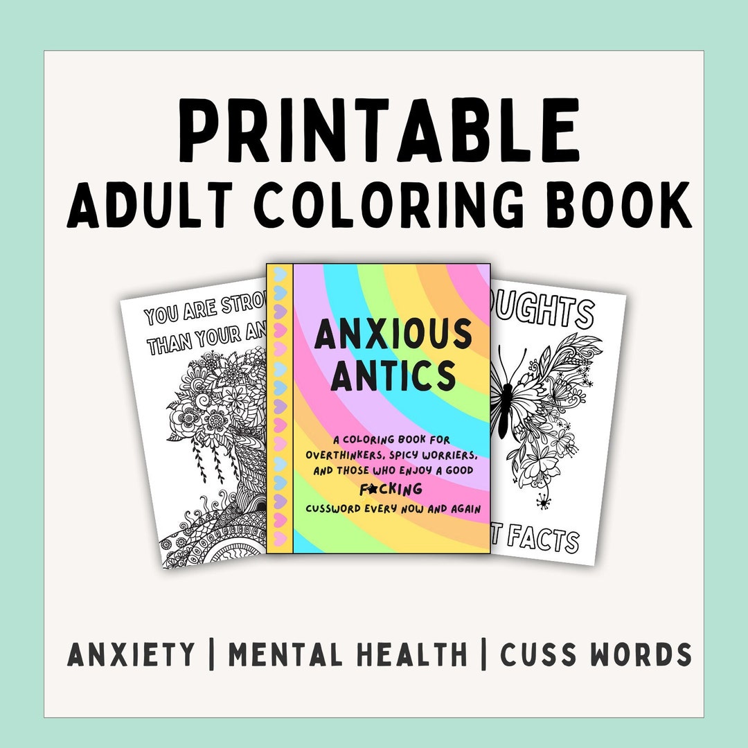 Anxiety Coloring Book, Anxiety Relief Gift, Funny Coloring Book, Mental ...