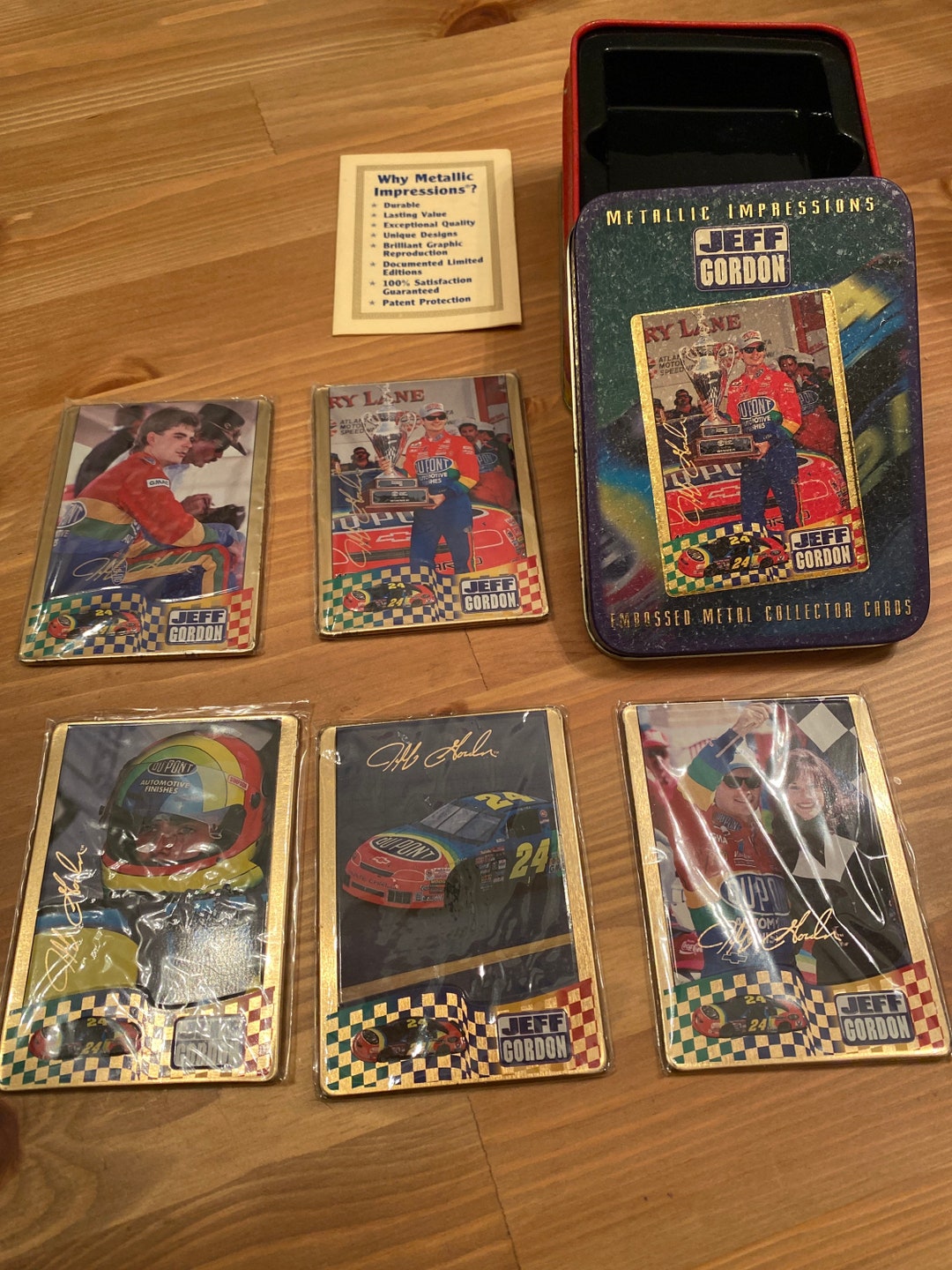 NASCAR Jeff Gordon Metallic Impressions Metal Collector Cards 1995 in ...