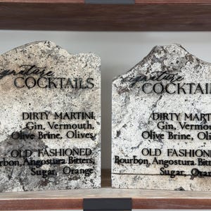 Wedding Bar Sign Signature Cocktails Stone Travertine With Acrylic ...