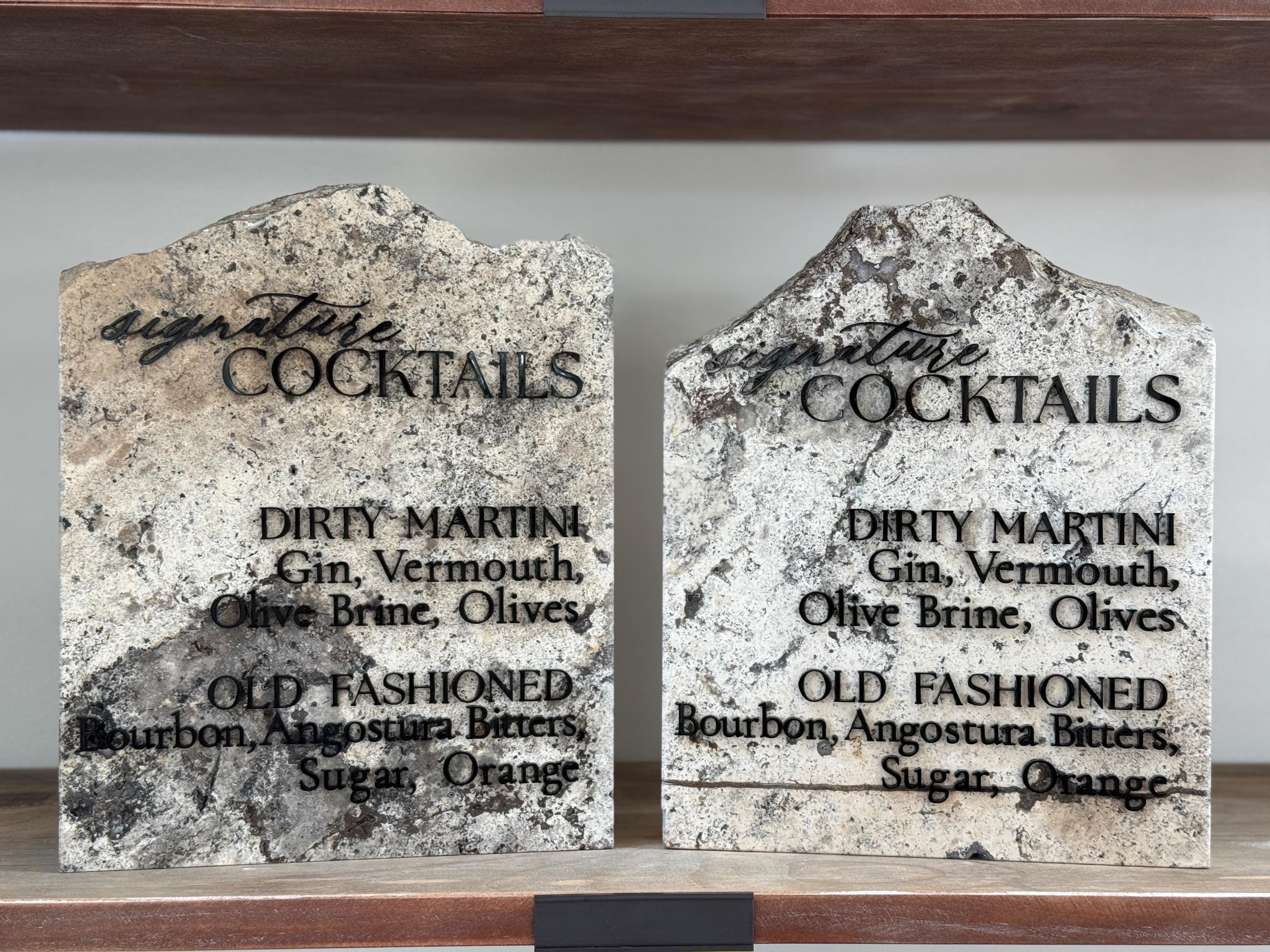 Wedding Bar Sign Signature Cocktails Stone Travertine With Acrylic ...